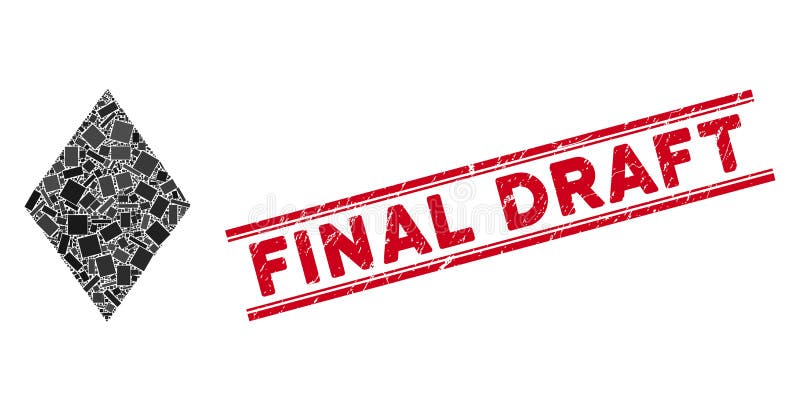 Filled Rhombus Mosaic and Grunge Final Draft Seal with Lines Stock ...