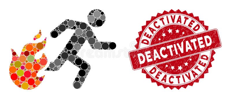 Mosaic Fired Running Man with Grunge Deactivated Stamp Stock ...