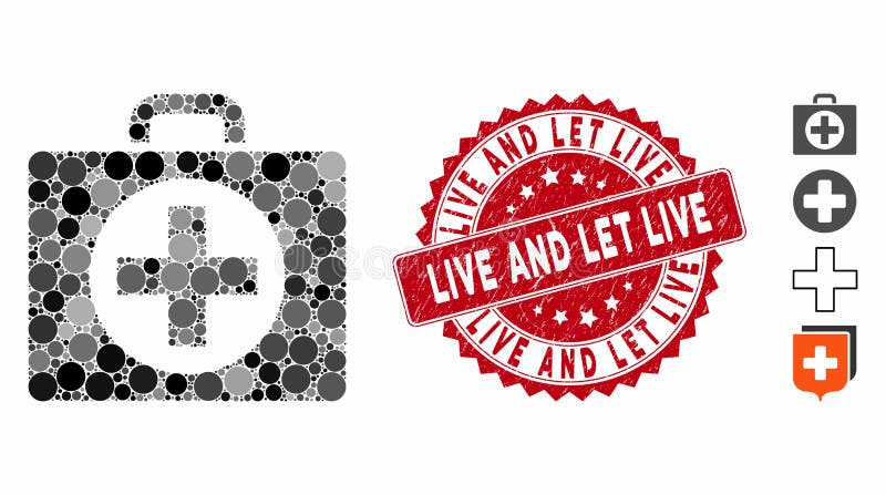 Mosaic First Aid Icon with Scratched Live and Let Live Stamp Stock ...
