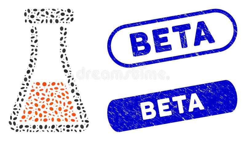 Oval Collage Flask with Grunge Beta Watermarks Stock Illustration ...