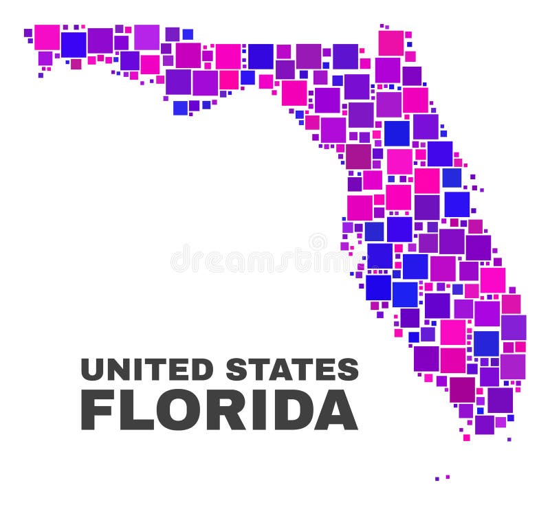 Florida State Map in Halftone Dot Style with Grunge Name Stamps Stock ...