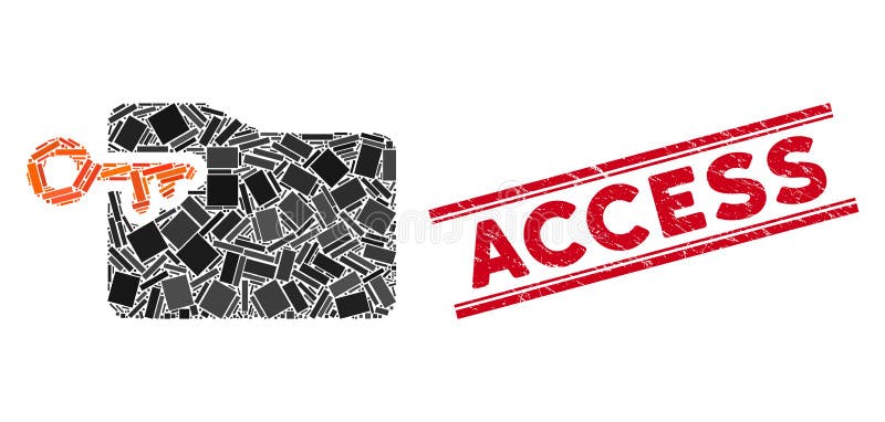 Folder Access Key Mosaic and Grunge Access Seal with Lines Stock Vector ...