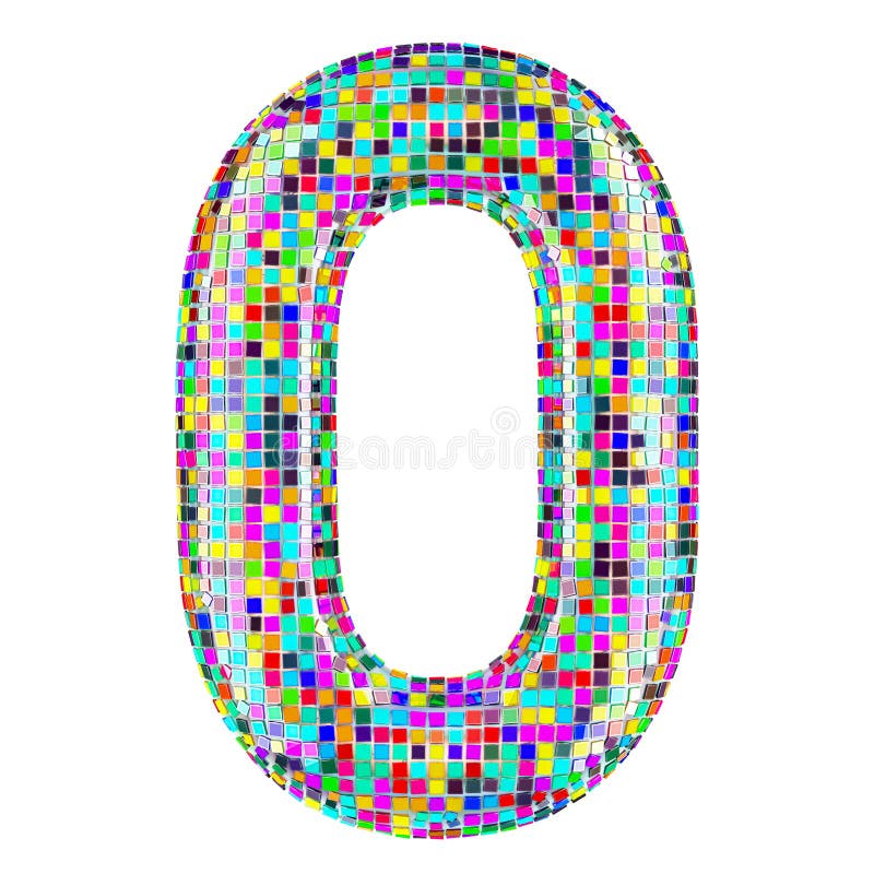 Mosaic Font, Number 0 from Vivid Mosaic Pieces. 3D Rendering Stock ...