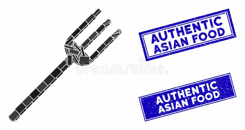 Fork Mosaic and Grunge Rectangle Watermarks Stock Illustration ...