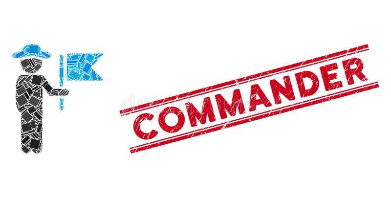 Gentleman Commander Mosaic and Grunge Commander Seal with Lines Stock ...
