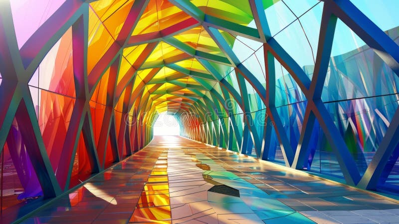 A Mosaic of Geometric Shapes Covered the Surface of the Bridge Creating ...