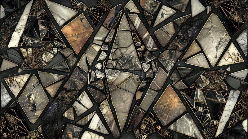 A Mosaic of Geometric Shapes Featuring Various Textures and Colors ...