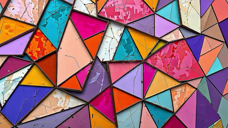 A Mosaic of Geometric Shapes Interlocks and Overlaps, Creating a ...