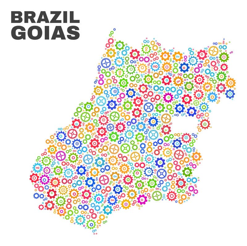 Mosaic Goias State Map of Gear Elements Stock Vector - Illustration of ...