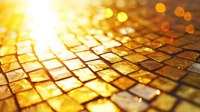 Mosaic of Gold Tiles with Sun Shining on it Stock Illustration ...
