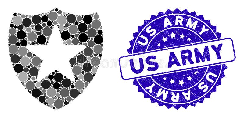 Mosaic Guard Shield Icon with Scratched Us Army Stamp Stock Vector ...