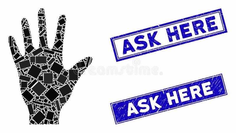 Hand Mosaic and Scratched Rectangle Watermarks Stock Illustration ...