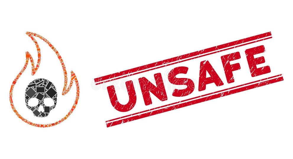 Hell Fire Mosaic and Distress Unsafe Stamp with Lines Stock Vector ...