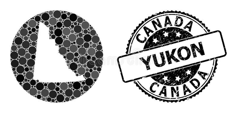 Mosaic Hole Circle Map of Yukon Province and Rubber Seal Stock Vector ... Mosaic Hole Circle Map of Yukon Province and Rubber Seal Stock Vector ...