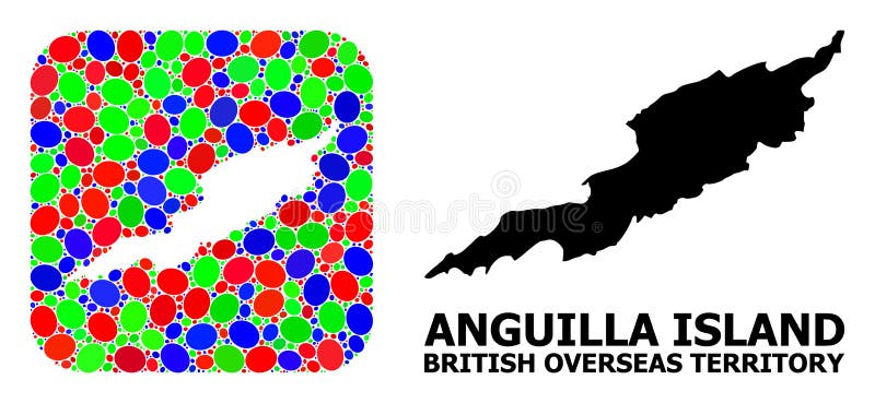 Mosaic Hole and Solid Map of Anguilla Island Stock Vector ...