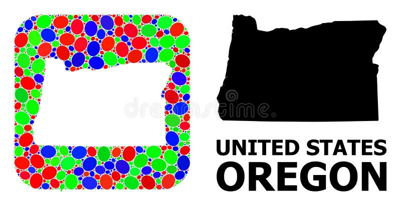 Mosaic Hole and Solid Map of Oregon State Stock Vector - Illustration ...