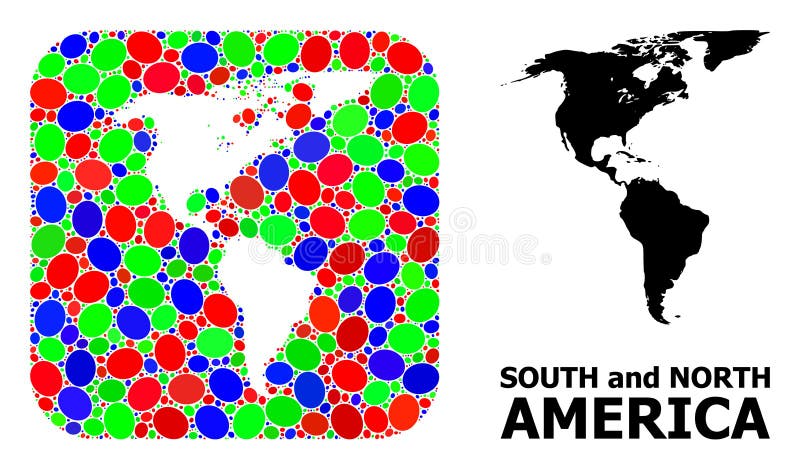 Mosaic Hole and Solid Map of South and North America Stock Vector ...