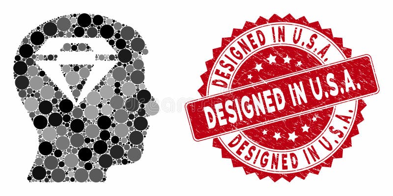 Mosaic Human Head with Diamond with Textured Designed in U.S.a. Stamp ...