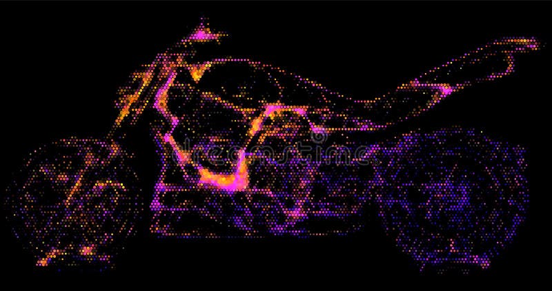 Mosaic Image of a Sports Motorcycle Made of Hexagons. Honeycomb ...