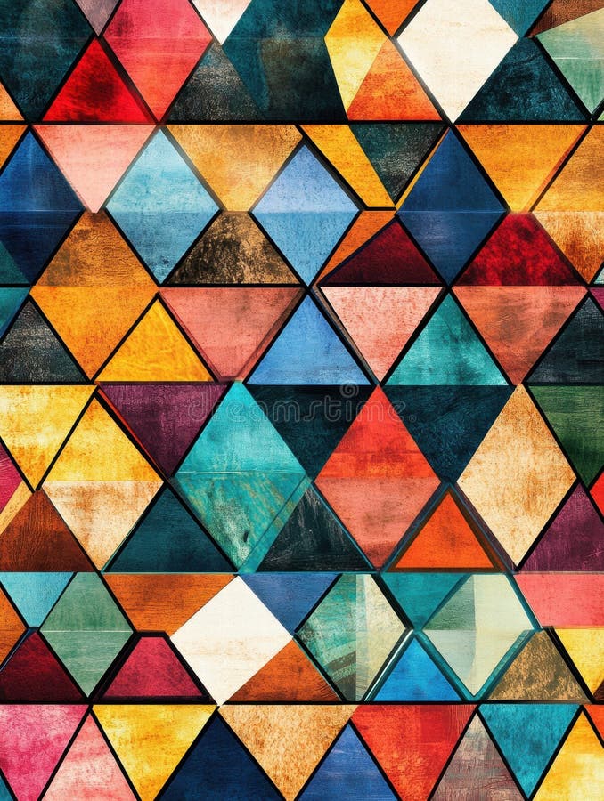 Mosaic Inspired Triangular Pattern Featuring Vibrant Colors in a ...