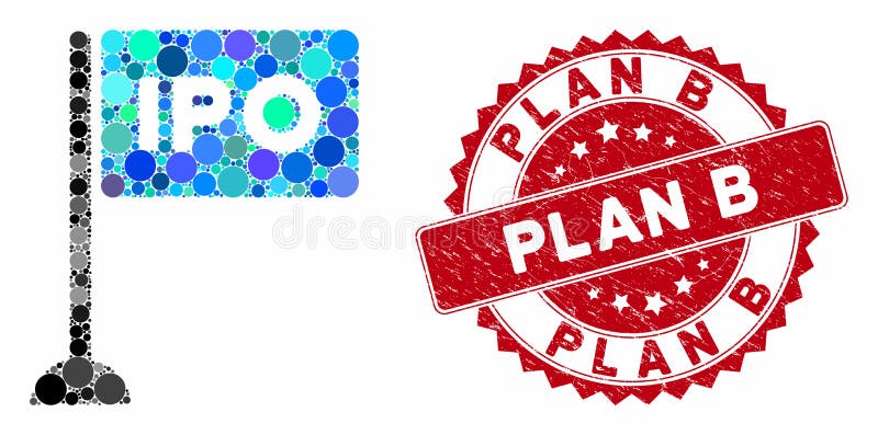 Mosaic IPO Rectangle Flag with Grunge Plan B Stamp Stock Vector ...