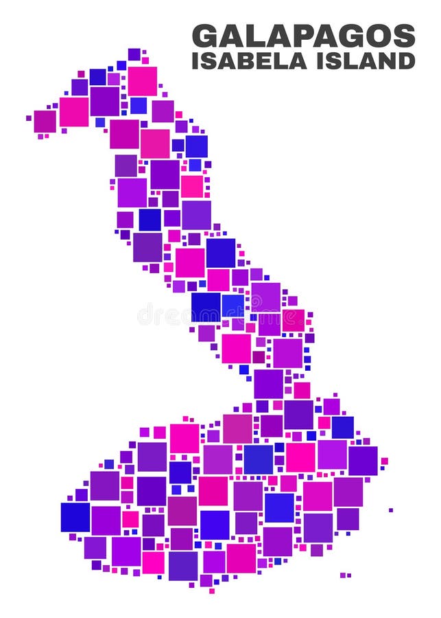 Mosaic Isabela Island of Galapagos Map of Square Elements Stock Vector ...