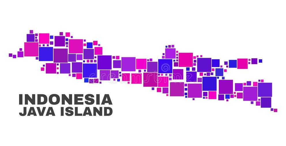 Mosaic Java Island Map of Square Elements Stock Vector - Illustration ...