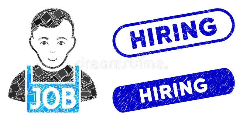 Rectangle Mosaic Jobless with Distress Hiring Stamps Stock Vector ...