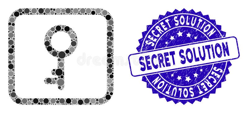 Collage Key Icon with Grunge Secret Solution Seal Stock Vector ...