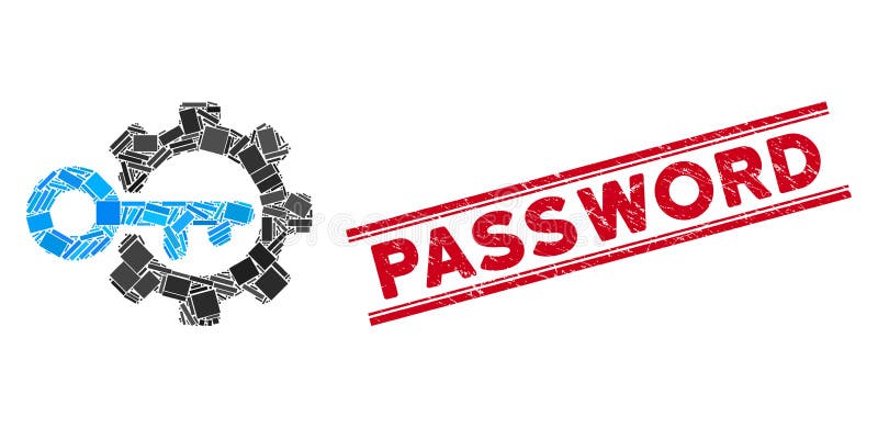 Key Options Mosaic and Distress Password Seal with Lines Stock Vector ...