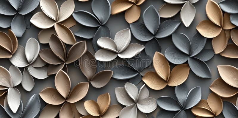 Mosaic Leaf Pattern in Grey, Brown, White, and Gold with Veins Stock ...