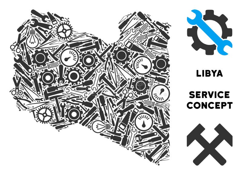 Mosaic Libya Map of Repair Tools Stock Vector - Illustration of concept ...