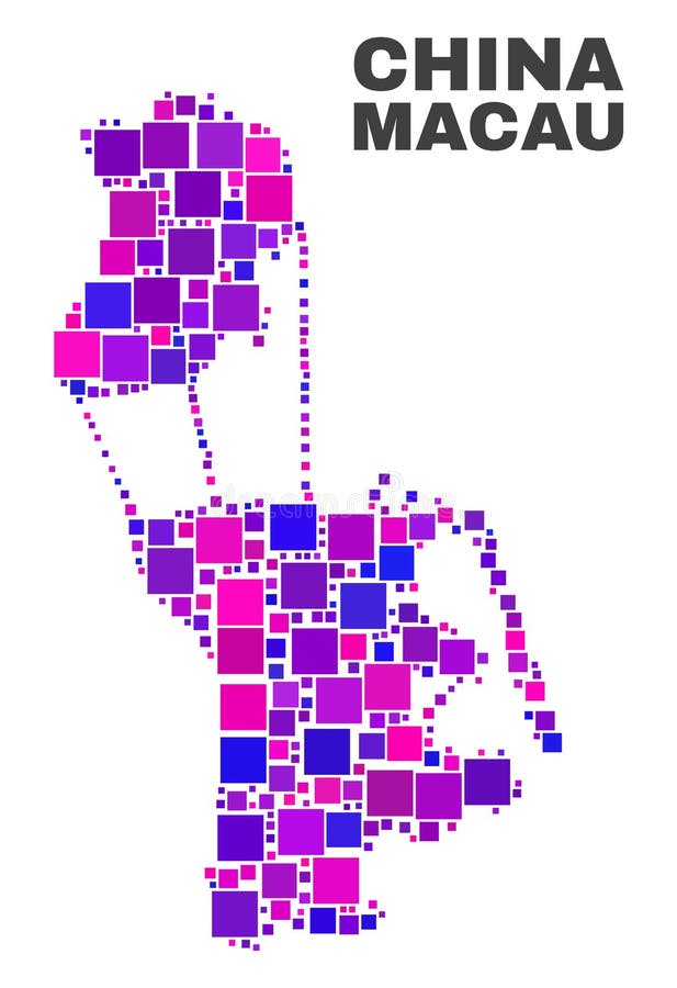 Mosaic Macau Map of Square Elements Stock Vector - Illustration of ...
