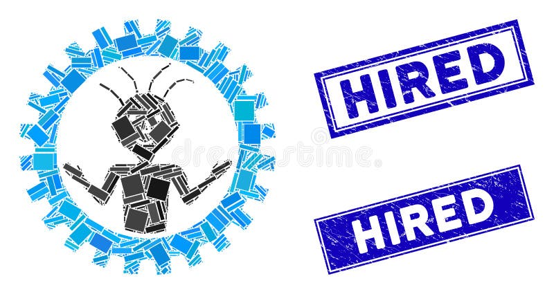 Mad Engineer Mosaic and Distress Rectangle Hired Stamp Seals Stock ...