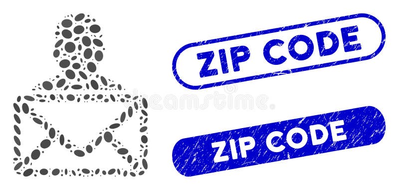 Ellipse Mosaic Mail Recipient with Scratched Zip Code Seals Stock ...