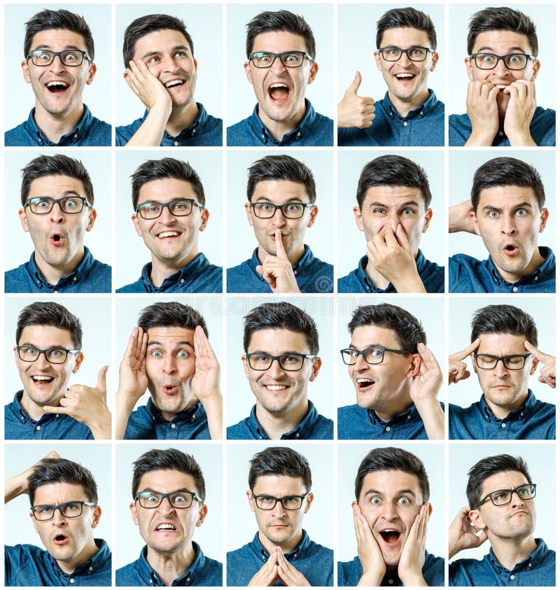 Mosaic of Man Expressing Different Emotions Stock Image - Image of ...
