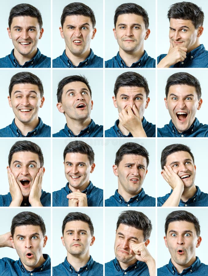 Mosaic of Man Expressing Different Emotions Stock Image - Image of face ...