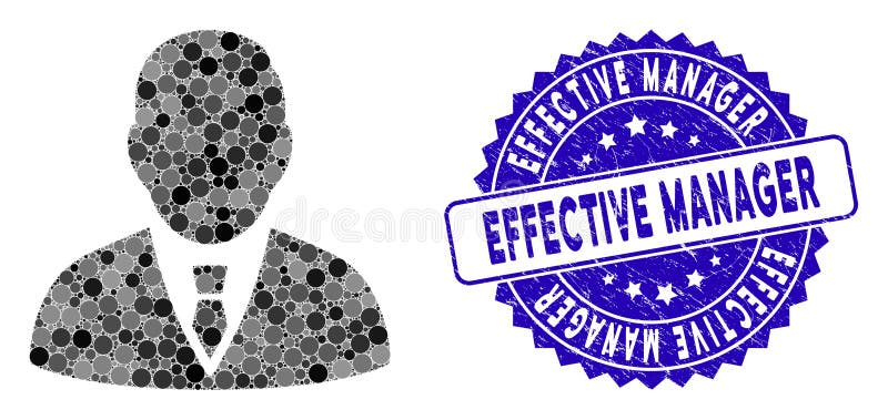 Collage Manager Icon with Scratched Effective Manager Seal Stock Vector ...