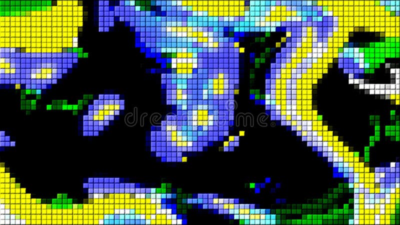 Mosaic with Little Colorful Square Pieces, Flowing Forms, Computer ...