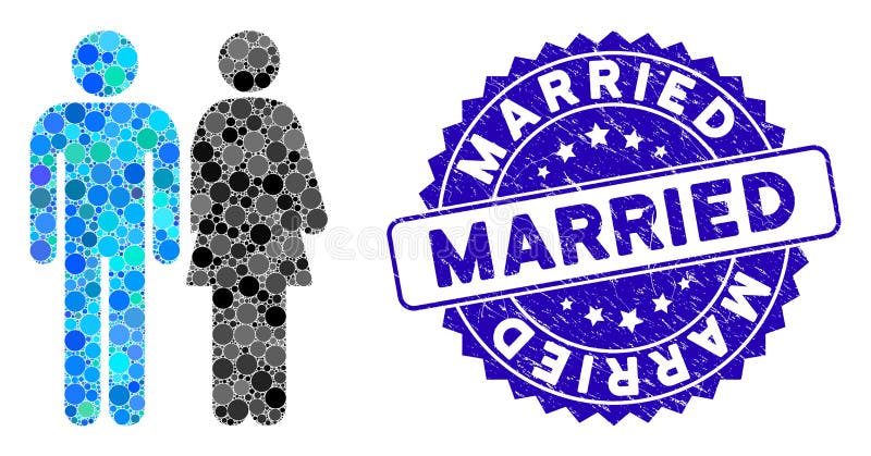 Mosaic Married Couple Icon with Scratched Married Stamp Stock Vector ...