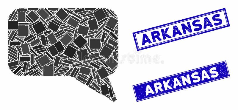 Message Cloud Mosaic and Distress Rectangle Stamps Stock Illustration ...