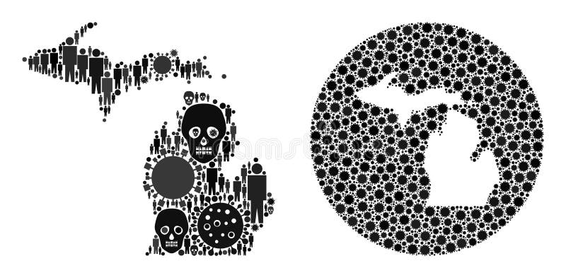 Covid Infection and Humans Mosaics for Michigan State Map Stock Vector ...