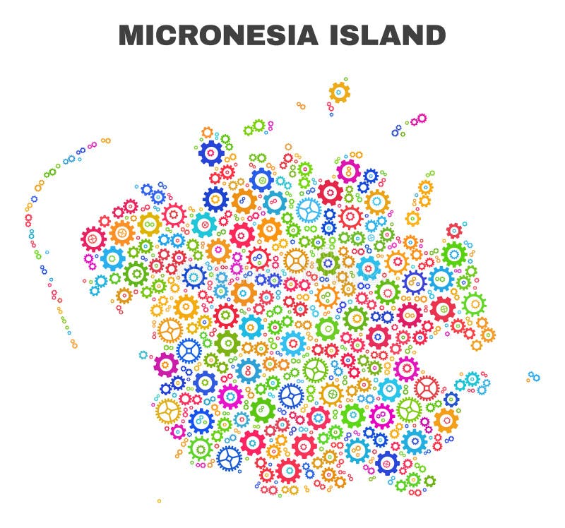 Mosaic Micronesia Island Map of Gearwheel Elements Stock Vector ...