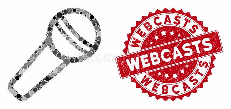 Mosaic Microphone with Textured Webcasts Stamp Stock Vector ...