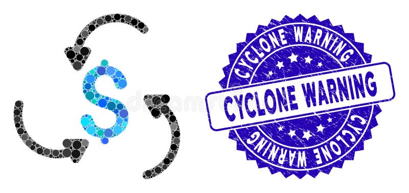 Mosaic Money Swirl Icon with Scratched Cyclone Warning Stamp Stock ...