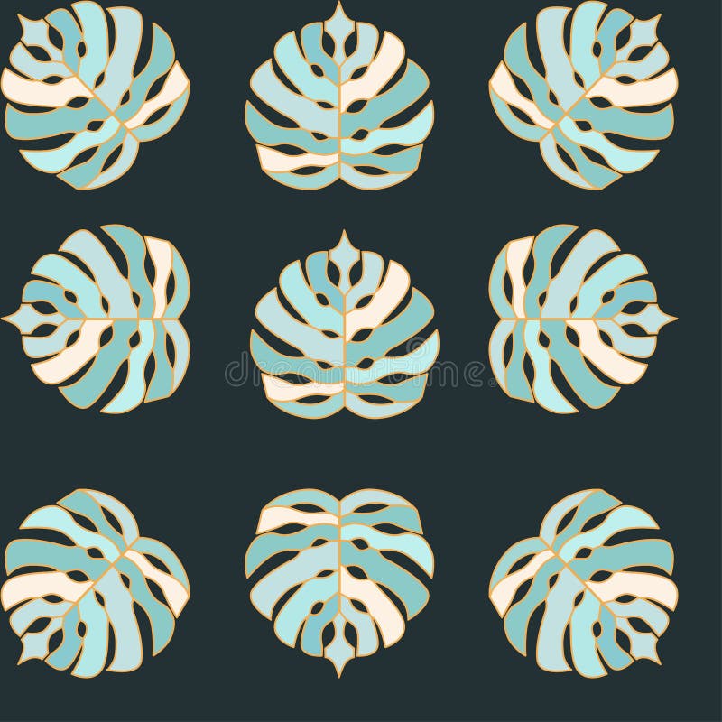 Mosaic Monstera Leaves Seamless Pattern Stock Vector - Illustration of ...
