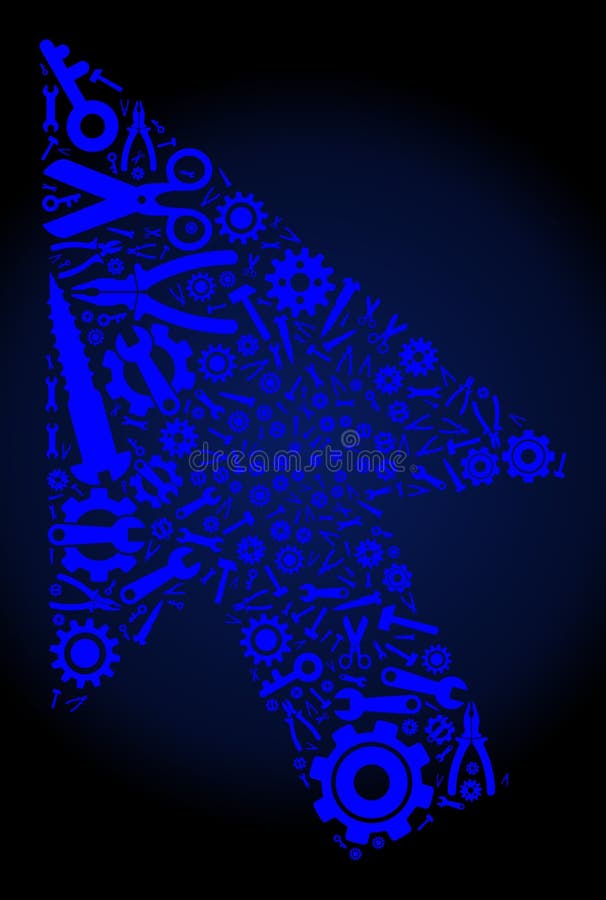 Mosaic Mouse Cursor of Industrial Tools in Blue Colors Stock Vector ...
