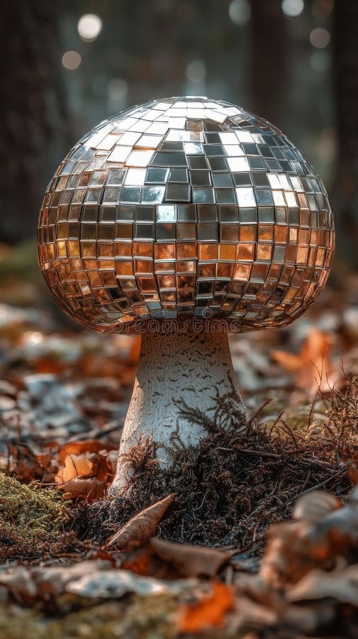Mosaic Mushroom in Forest Setting, Surreal Nature Art Concept Stock ...
