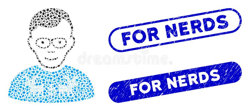 Ellipse Collage Nerd Guy with Distress for Nerds Watermarks Stock ...