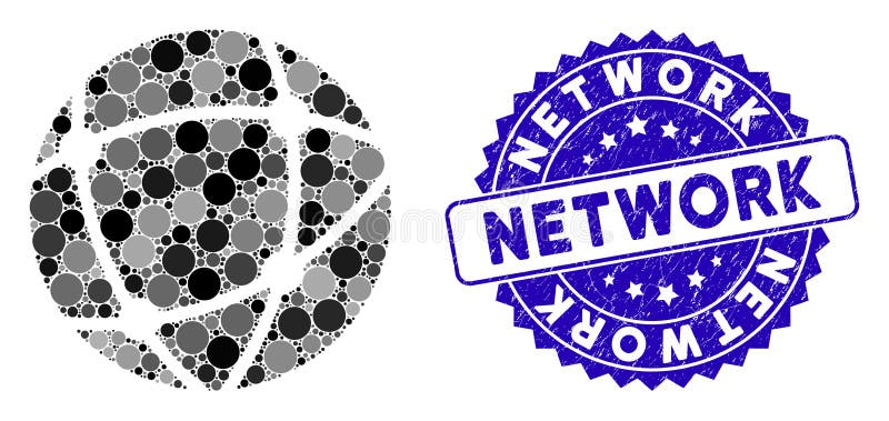 Mosaic Network Icon with Distress Network Stamp Stock Vector ...